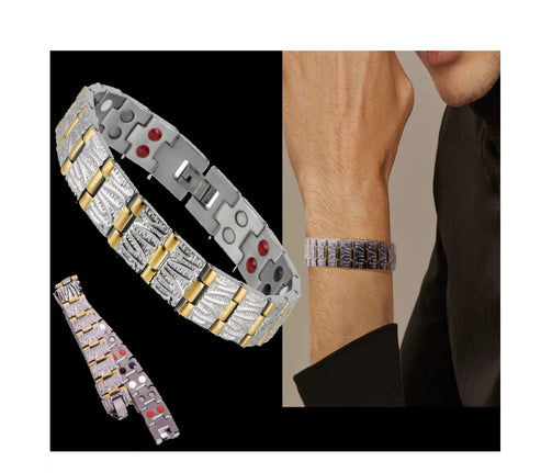 Advanced Double Strength 4 Element Magnetic Therapy Titanium Bracelet ...